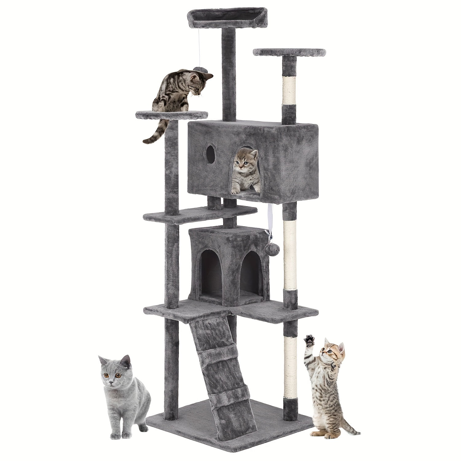 70/54" Large Multi-Level Cat Tree Tower - Indoor Activity Center with ...