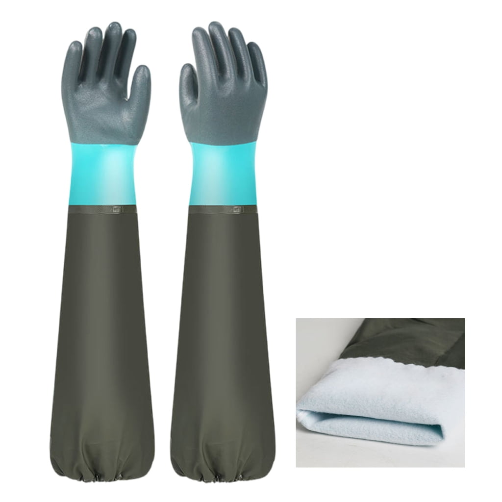70/75cm Thermal Insulated Rubber Gloves Reinforced Forearm Protections ...