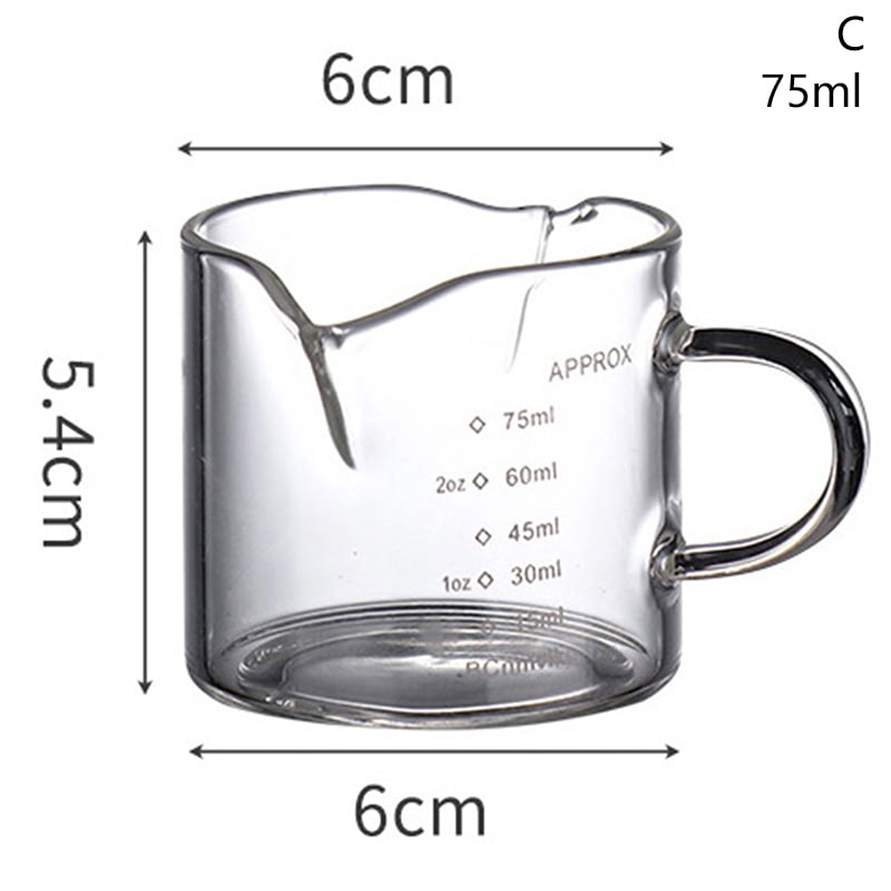 70/75ml Espresso Shot Glass Double Spout Glass Measuring Cup Heat ...