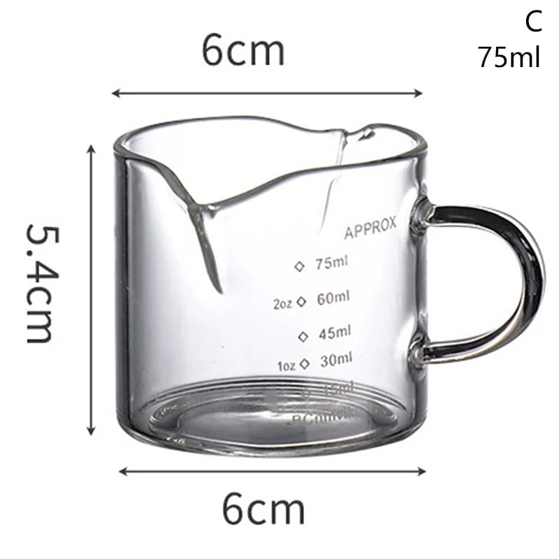 70/75ml Espresso Shot Glass Double Spout Measuring Cup Heat-Resistant ...