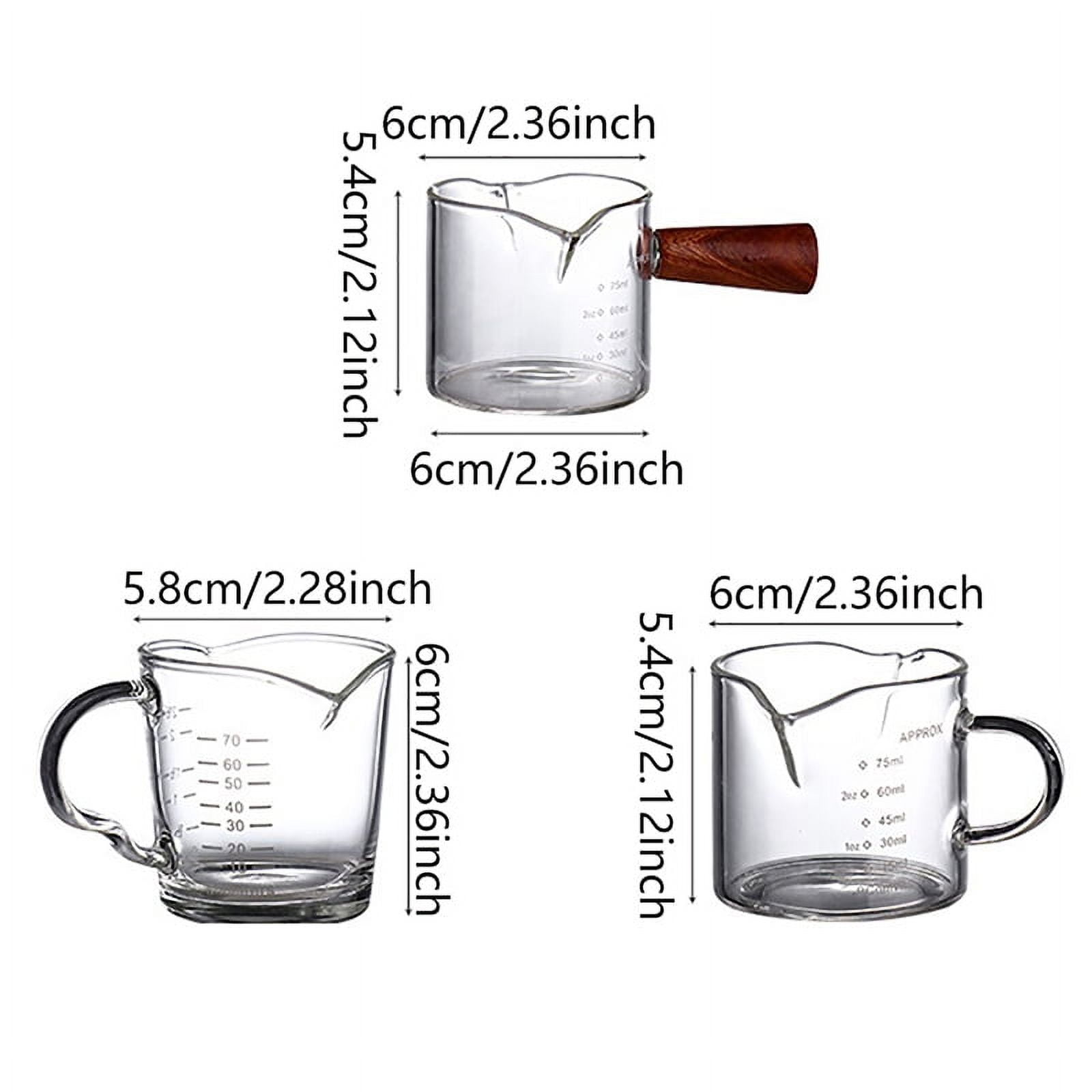 70/75ml Espresso Shot Glass Double Spout Measuring Cup Heat-Resistant ...