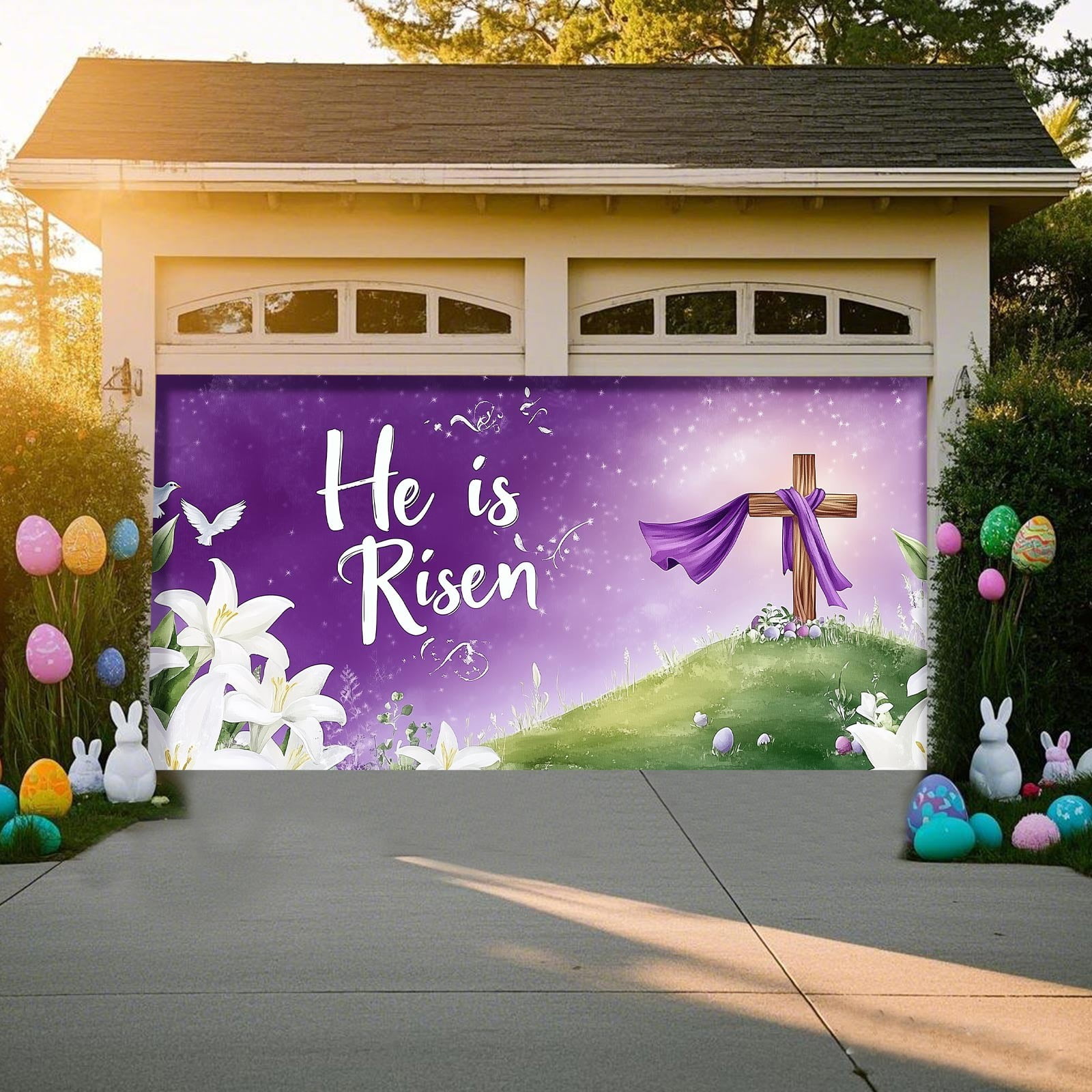 70.8*157.5inch Easter Garage Door Decoration Happy Easter Garage Door ...