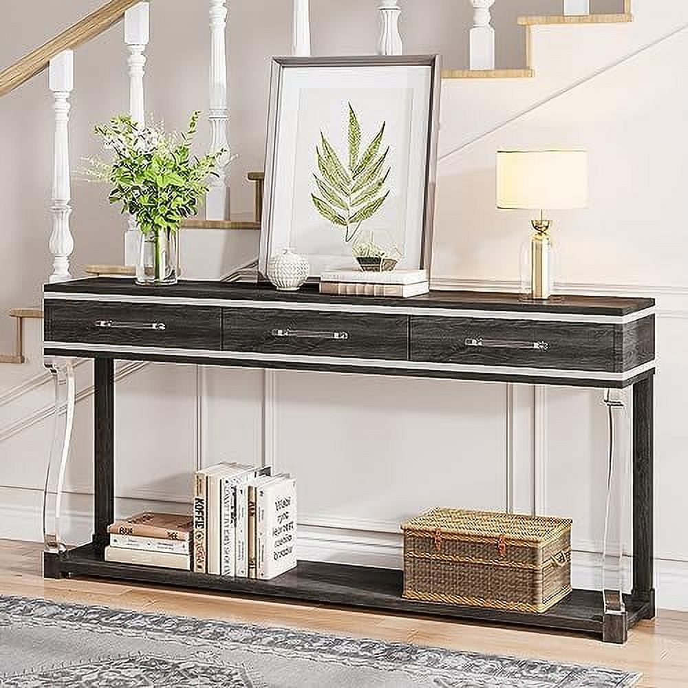 70.8" Console Table with 3 Drawers Farmhouse Entryway Table with Shelf ...
