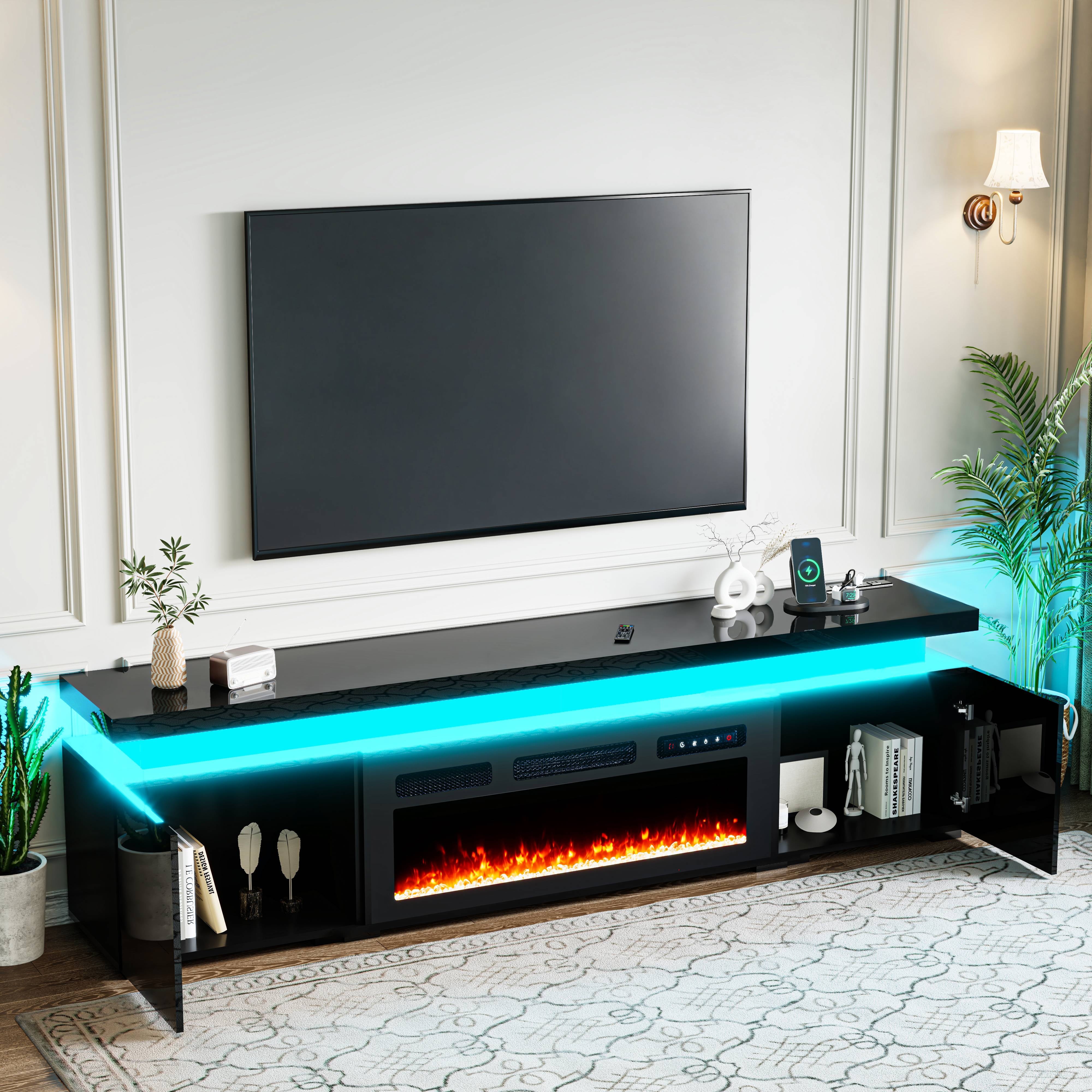 70.8" Fireplace TV Stand for 75 Inch TVs, Modern Entertainment Centers ...