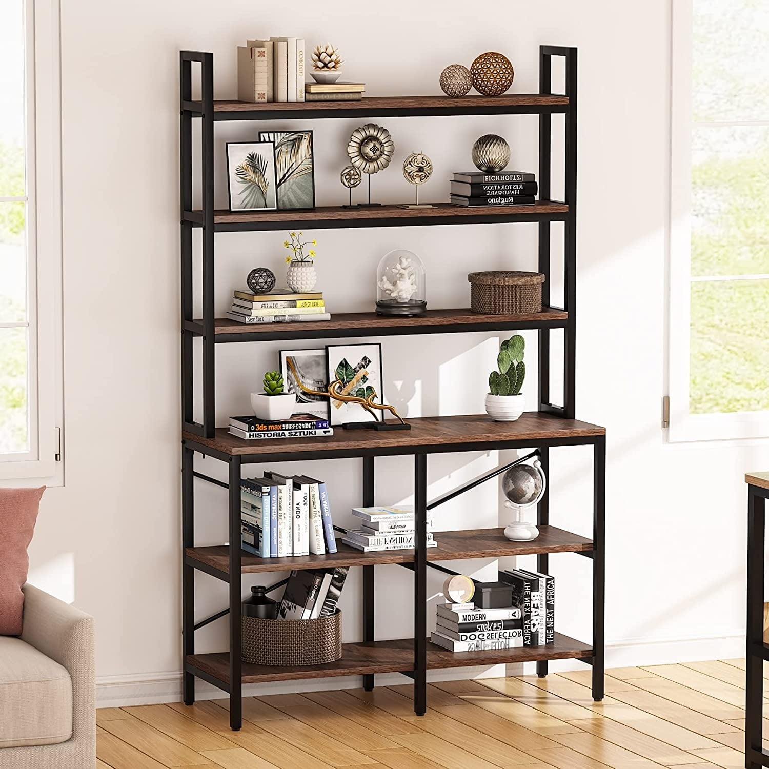70.8 Inch 6-Tier Bookshelf, Open Storage Shelves, 6 Shelf Storage Rack ...