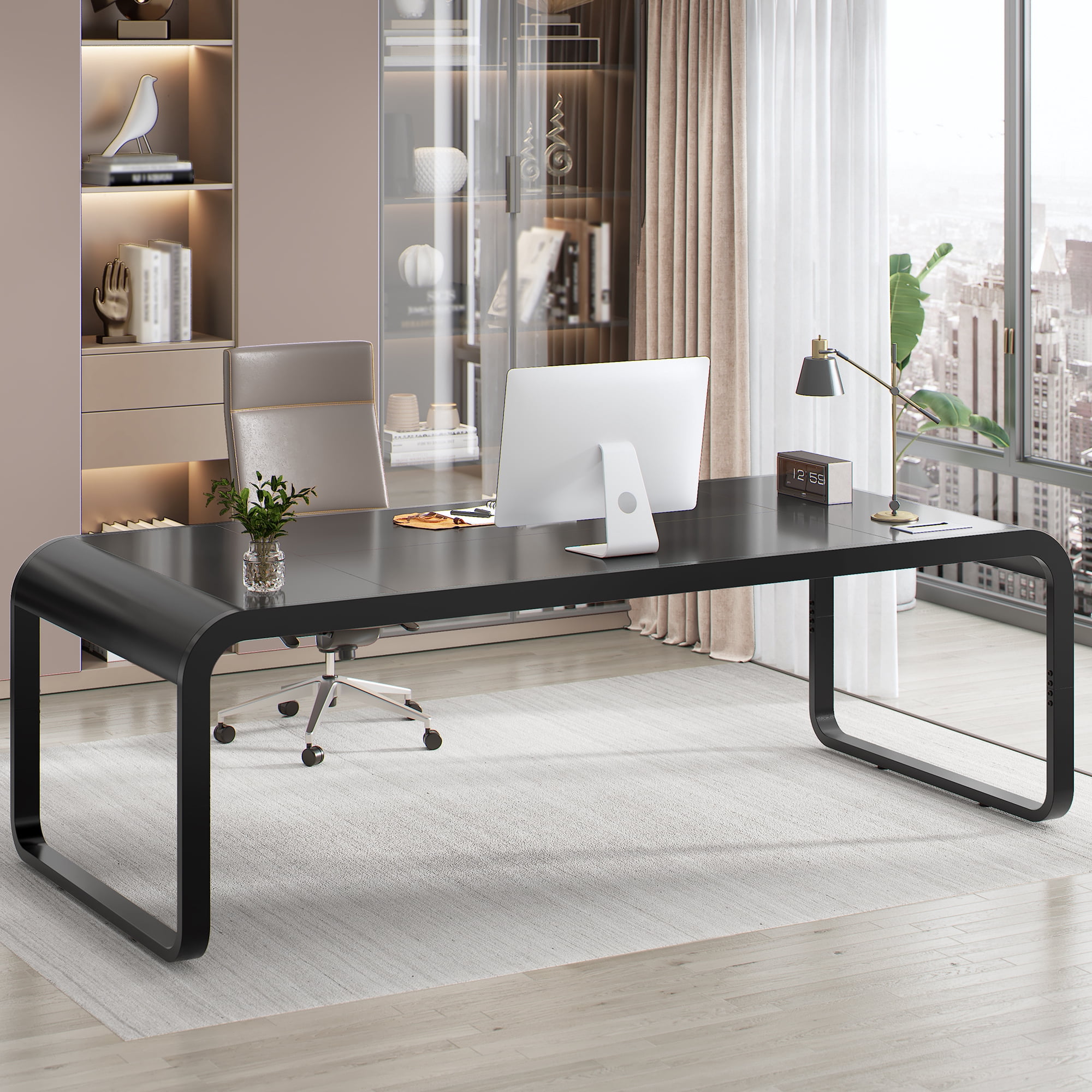 70.8 Inch Executive Office Desk, Large PC Workstation Computer Desk ...