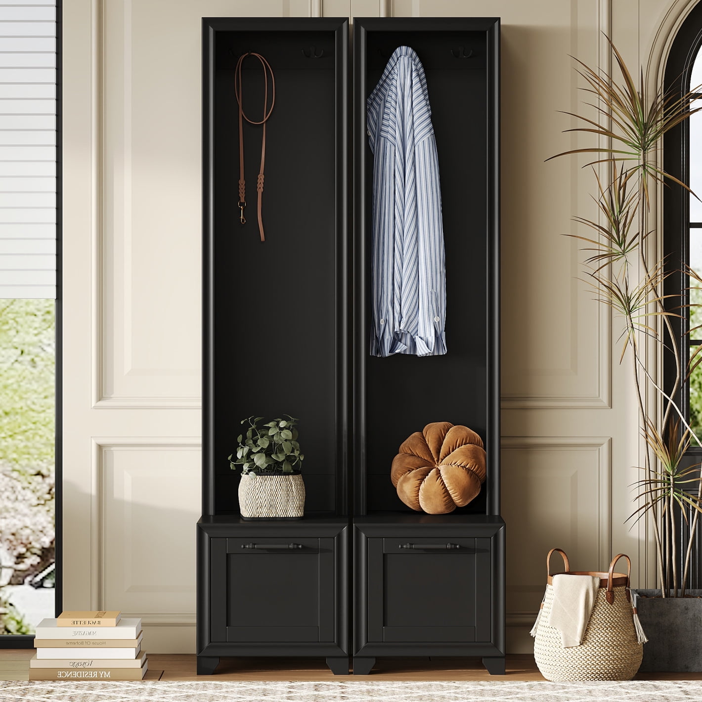 70.8 Inch Foyer Tree Set of 2, Freestanding Cloakroom Cabinet with ...