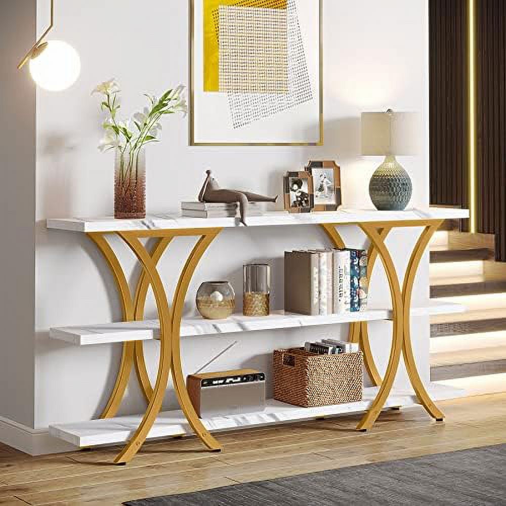 70.8 Inch Narrow Console Table Long Sofa Table Entry Table with 3 Tier ...