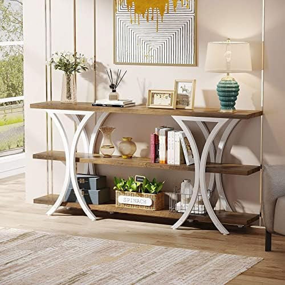 70.8 Inch Narrow Console Table Long Sofa Table Entry Table with 3 Tier ...