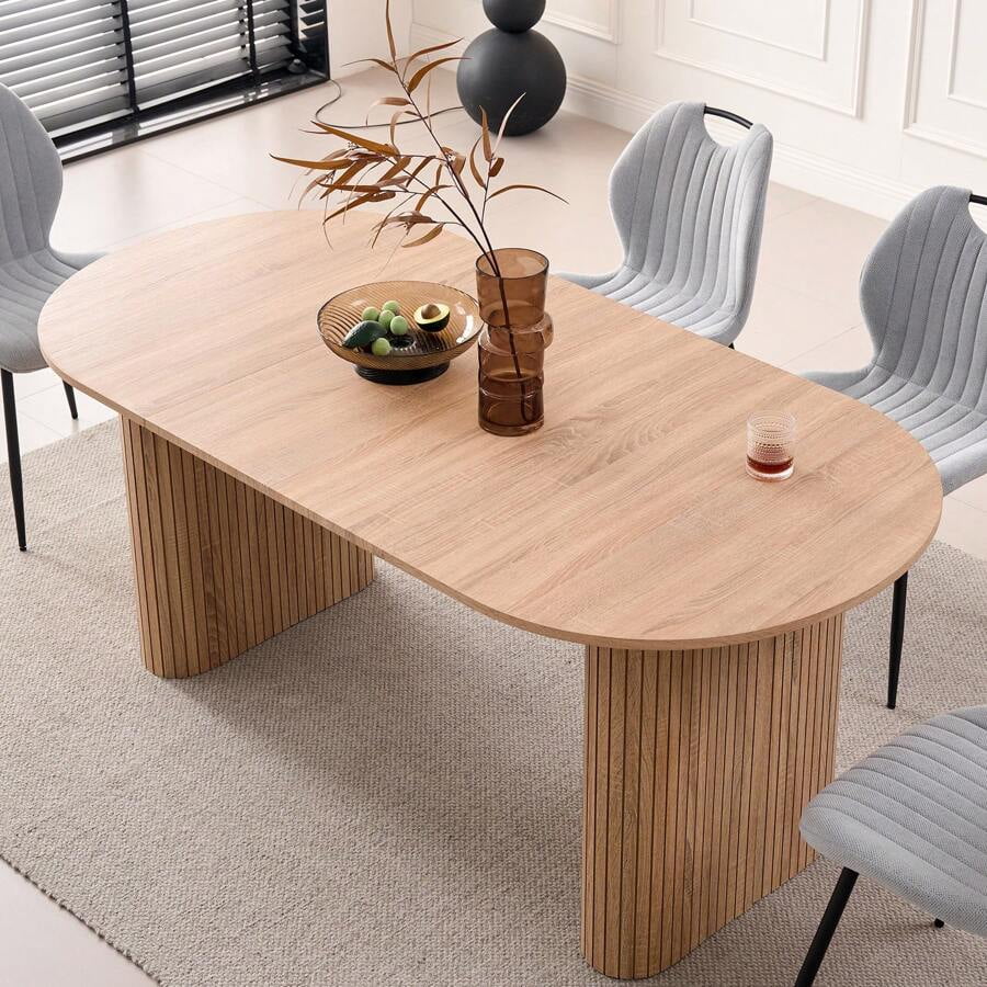70.8" Oval Dining Table For 4, Modern Mid-Century Farmhouse Kitchen ...