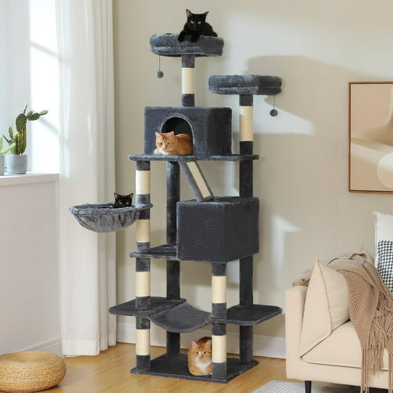 70.8" Tall Tree for Large Cats, Multi-Level Tower with 8 Sisal Posts, 2 ...