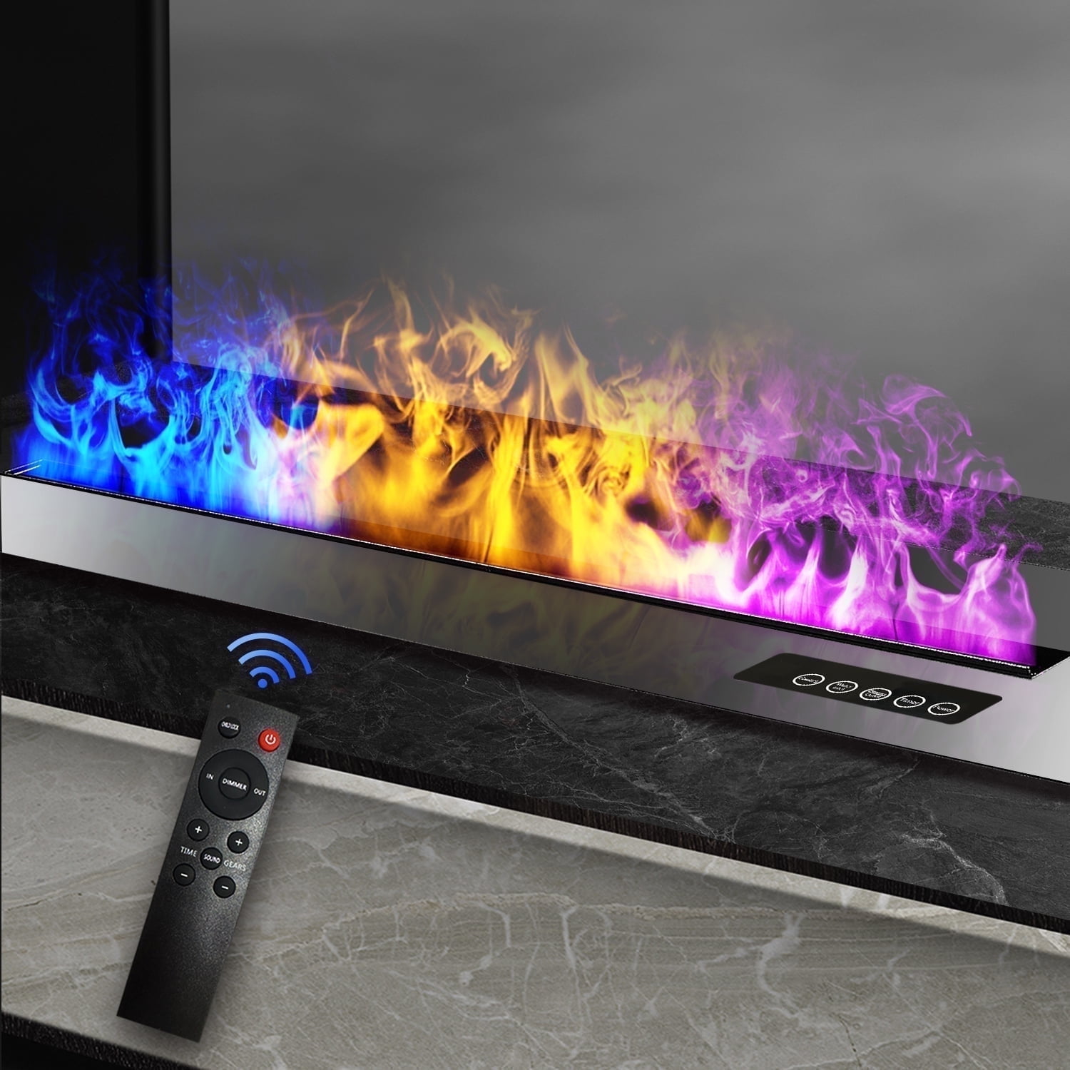 70.8" 3D Water Vapor Fireplace: Embedded Realistic Steam Flames, Water ...