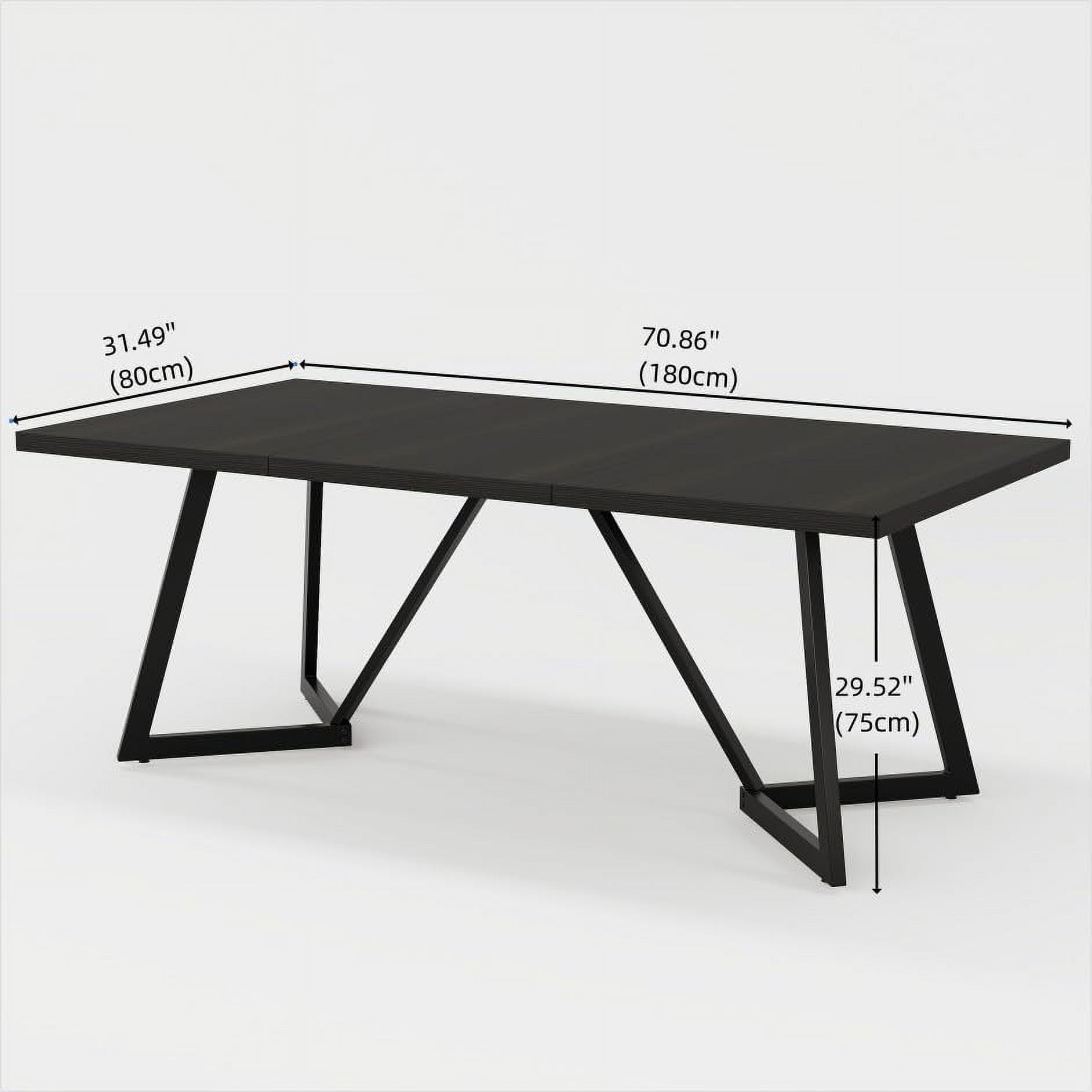 70.86-Inch Large Dining Table, Modern Kitchen Table Black Office Desk ...