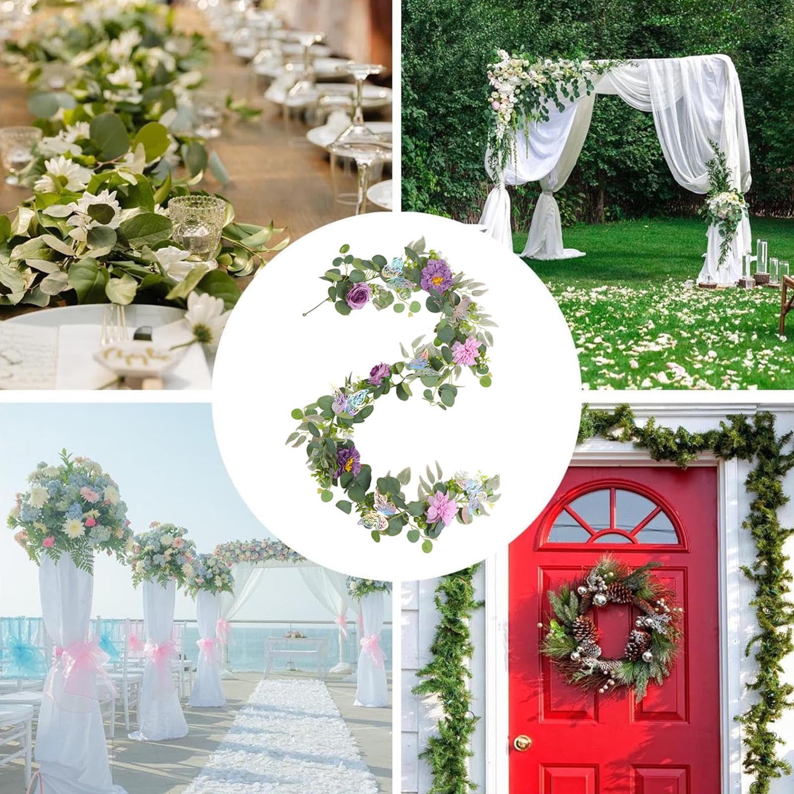 70.86in Floral Garland â Rose & Gypsophila Table Runner for Weddings ...