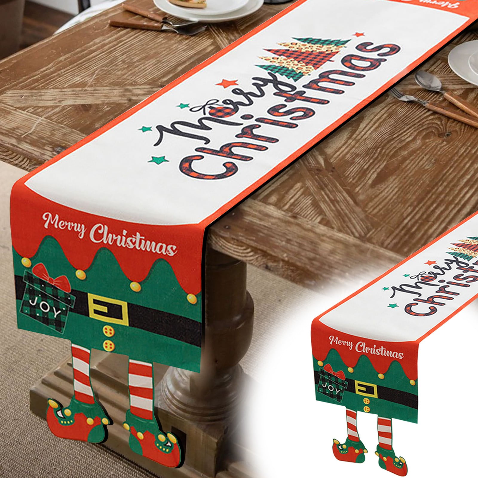 70.87'' Christmas Elf Table Runner for Indoor/Outdoor Xmas Dining ...