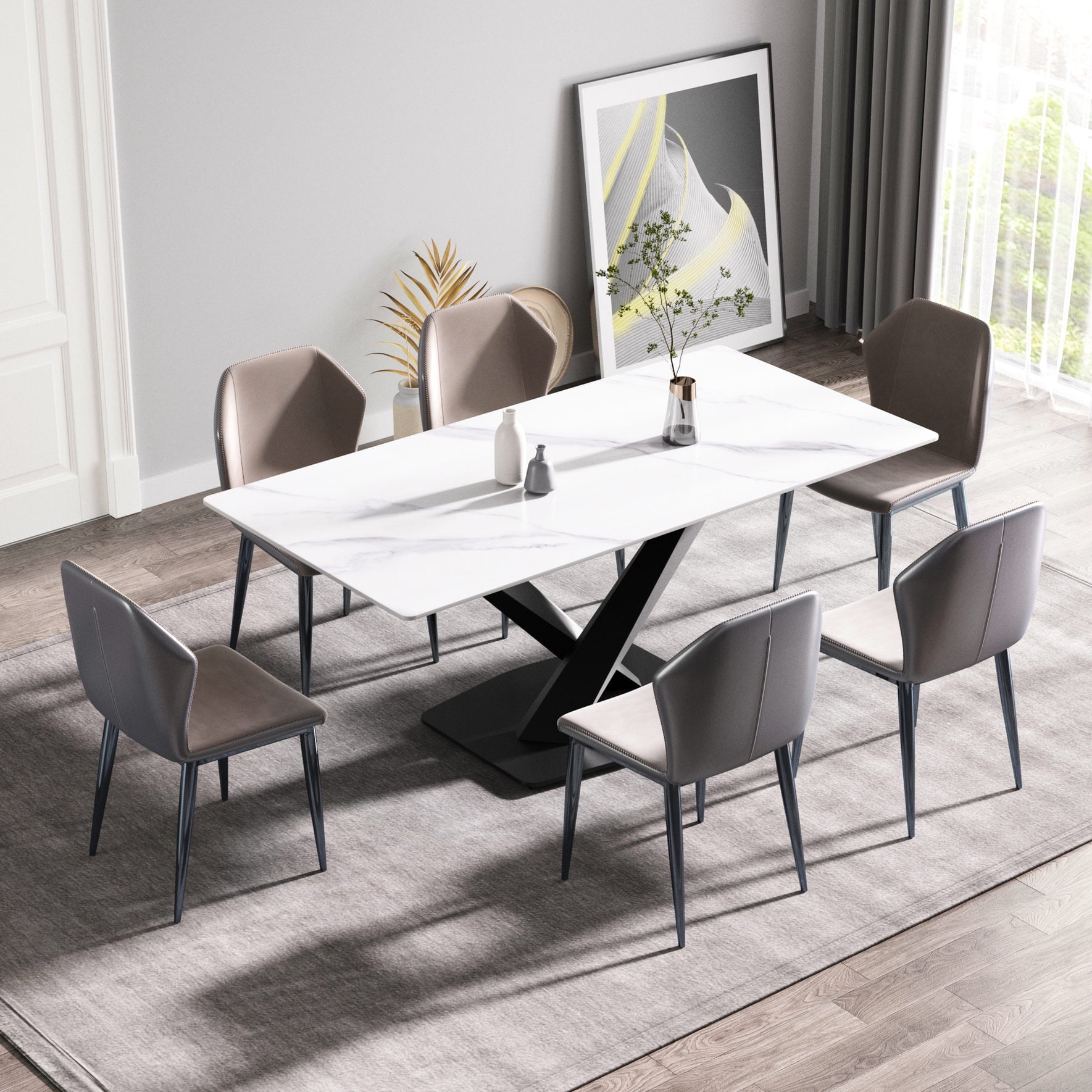70.87" Dining Table / Multi - person Dining / Stable X - Shaped Legs ...