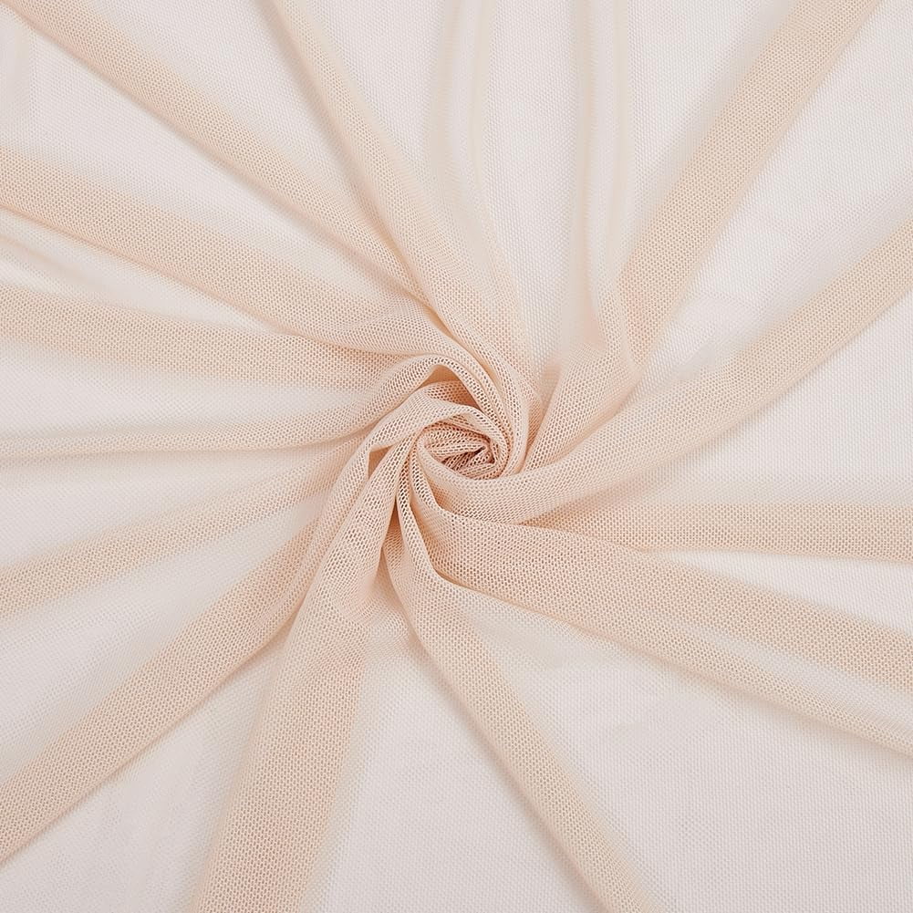 70.87 Inch Champagne Netting Mesh Fabric Polyester Breathable Stretch ...