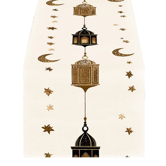 70.87 Inch Ramadan Table Runner, Eid Mubarak Islamic Lantern and Star ...