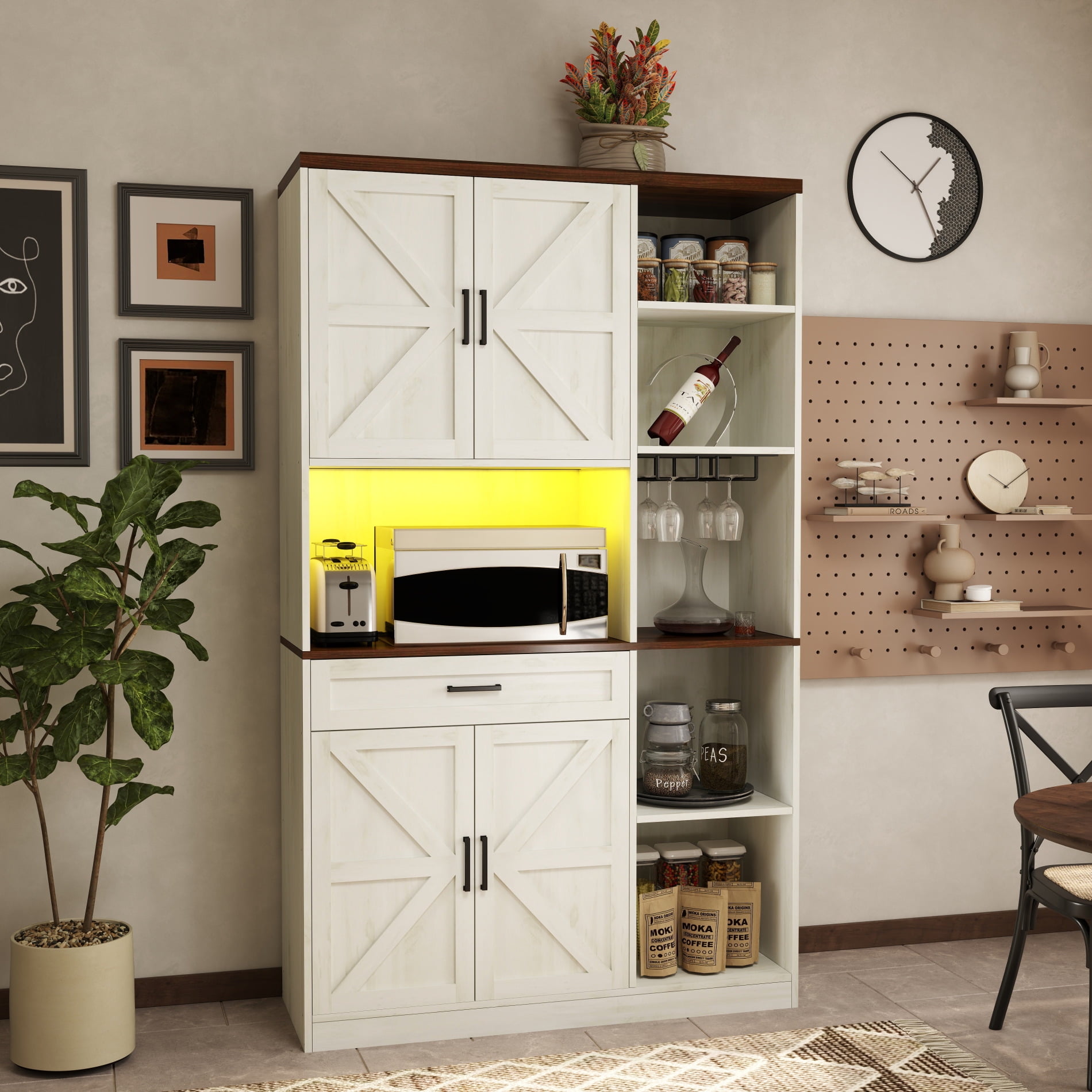 70.87'' Kitchen Pantry Sideboard with Cabinet and Drawer, Microwave ...