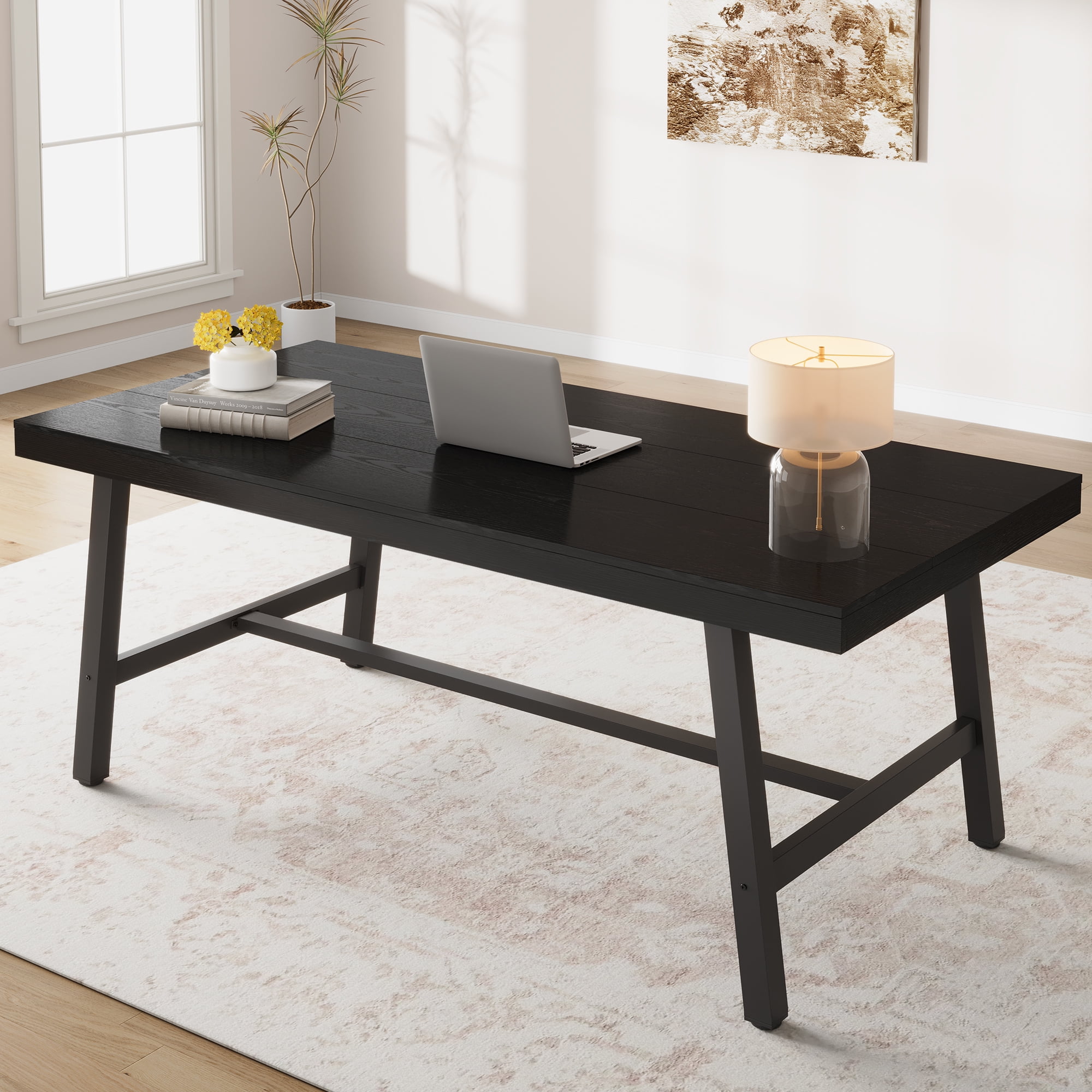 70.87" Large Wooden Dining Table for 6-8 People,Long Rectangular Dining ...