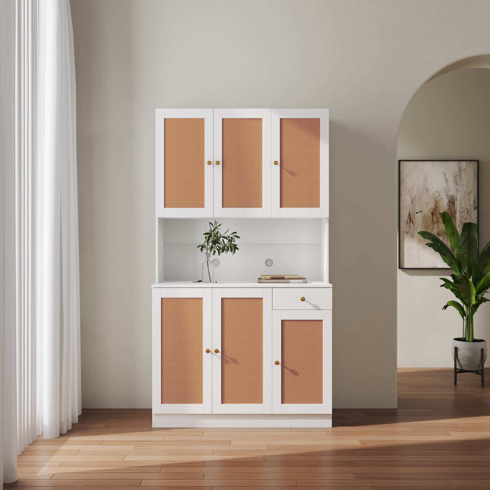 70.87" Tall Wardrobe & Kitchen Cabinet, Freestanding Storage Cabinet ...