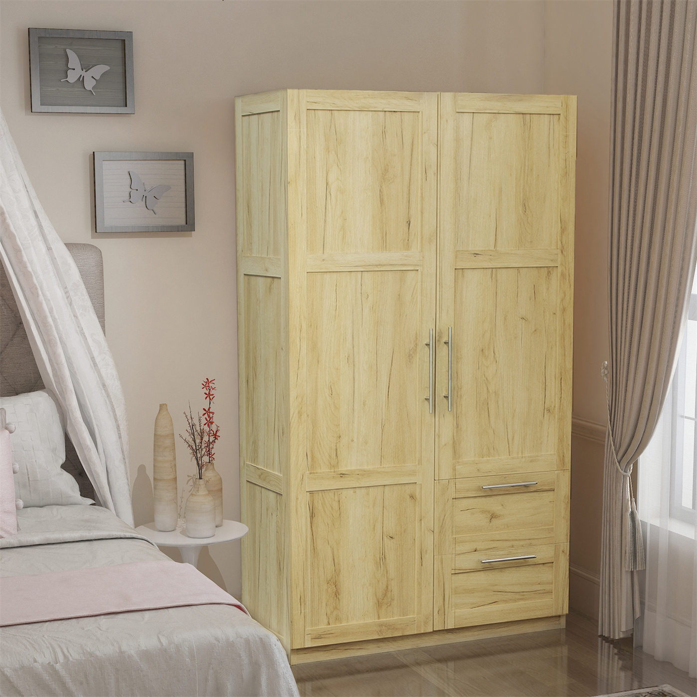 70.87'' Wardrobe Cabinet, Wooden Kitchen Pantry Storage Cabinet with 2 ...