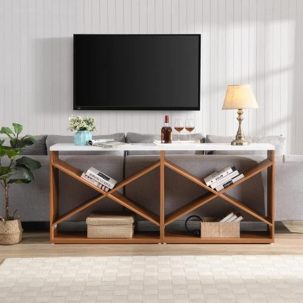 70.87 inch Farmhouse Console Table, X Shape Detachable ExtraLong Table ...