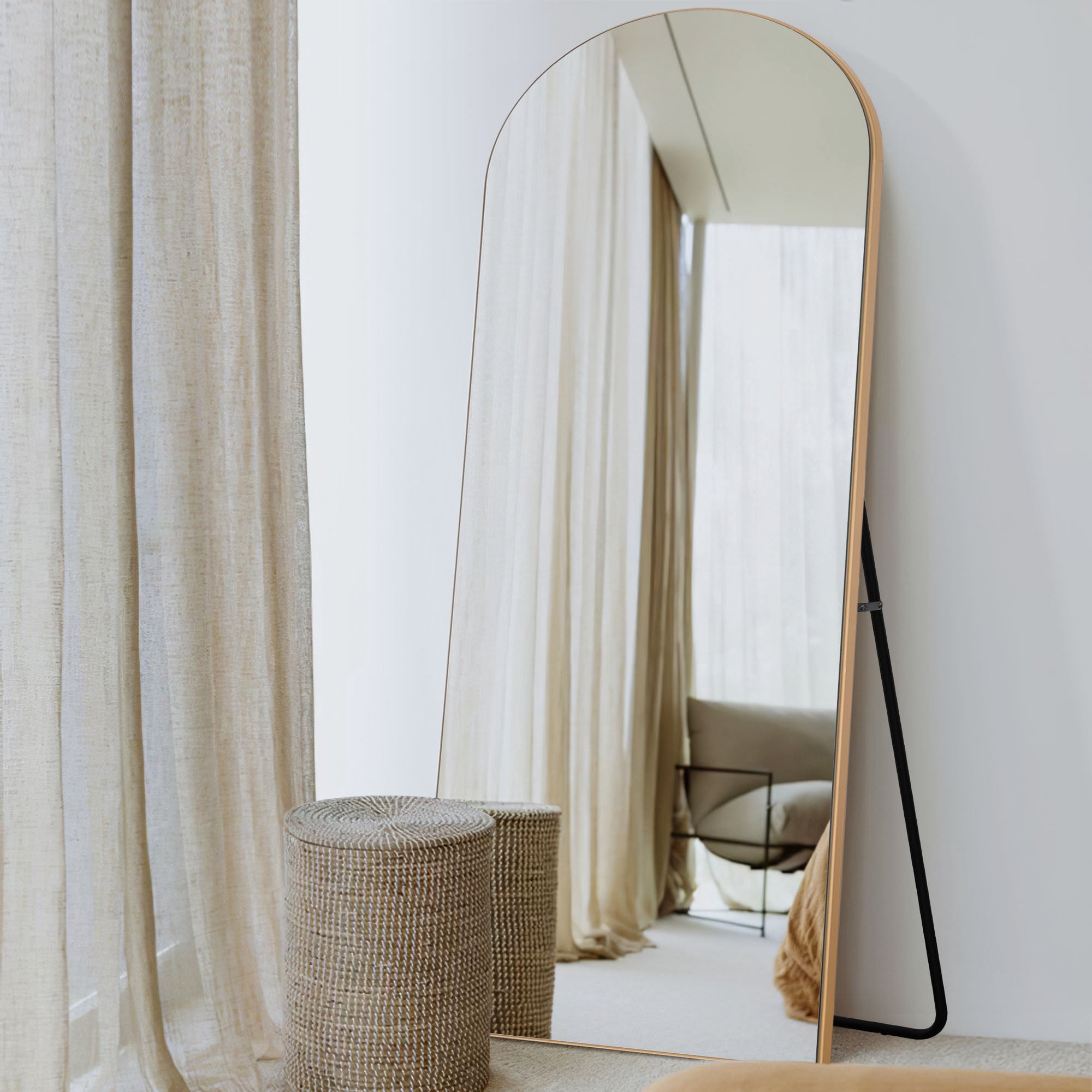 70.87in. x 27.56in. Minimalism Style Oversized Wooden Arched Gold Full ...