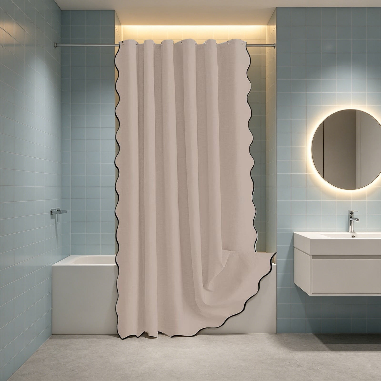 70.87x78.7in Large Waterproof Fabric Shower Curtain, Easy Clean ...