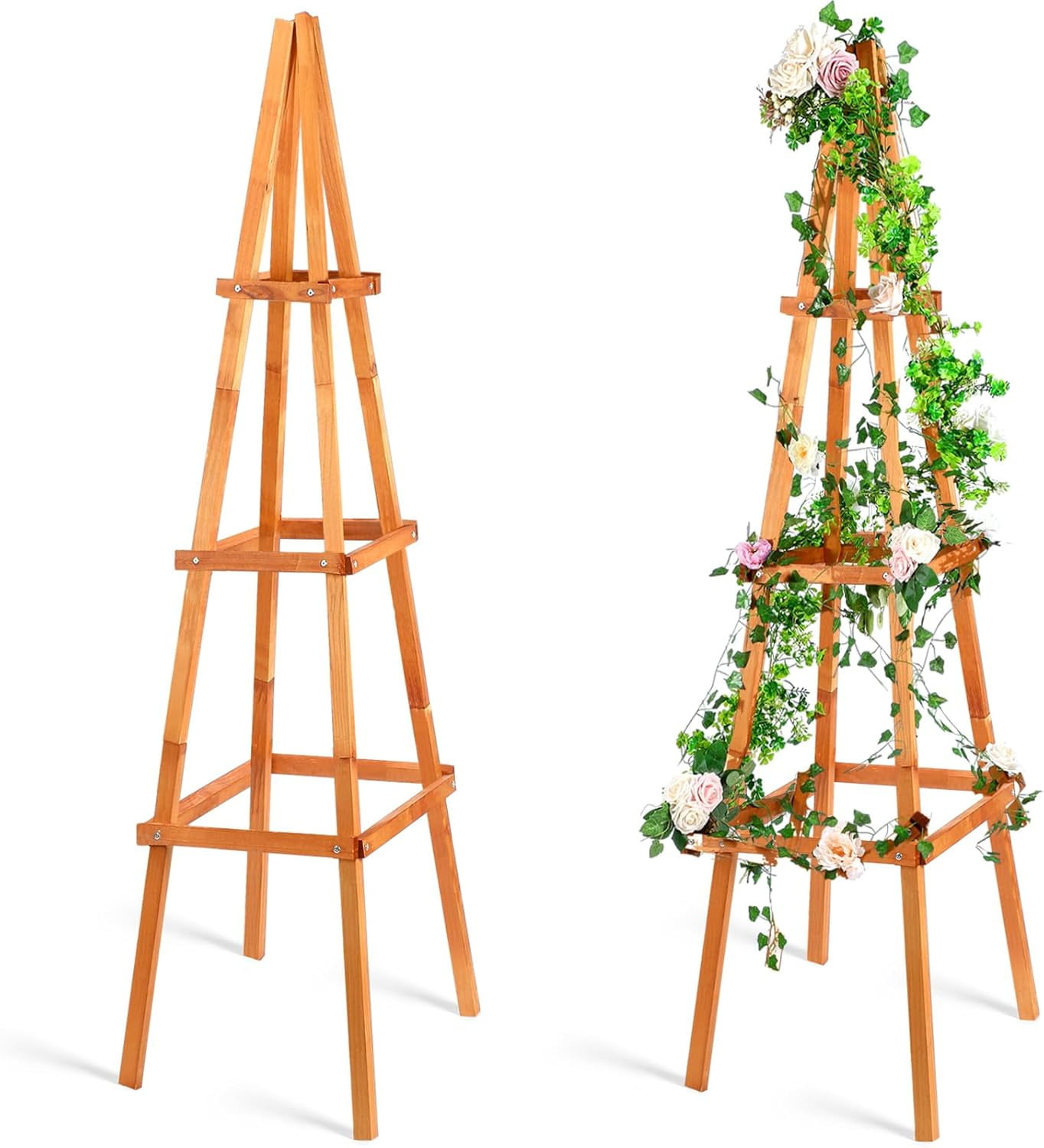 70.8in Tall Wooden Obelisk Trellis Outdoor Garden Trellises Easy ...