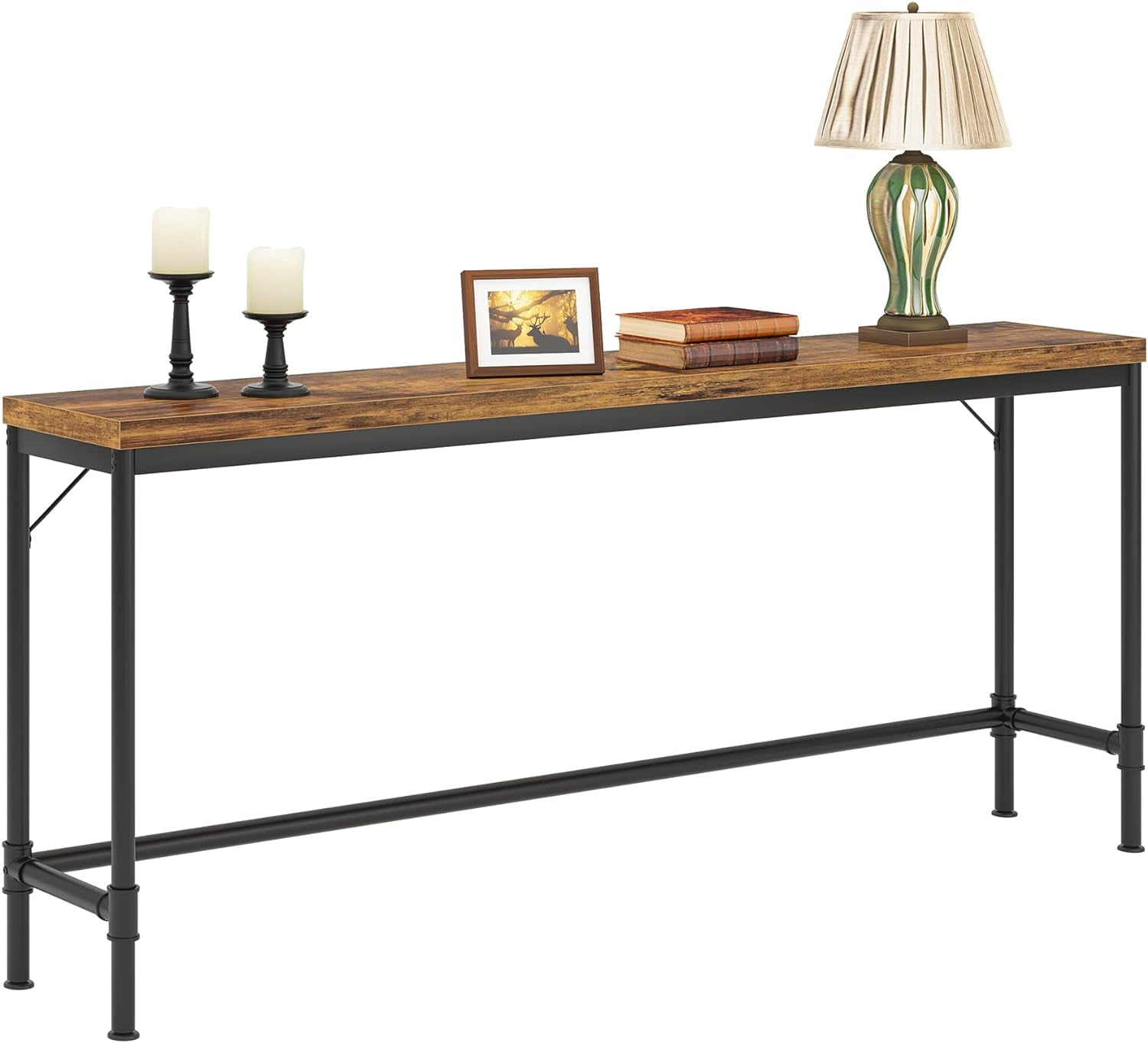 70.9" Console Table, Narrow Sofa Table Behind Couch, Rustic Entryway ...