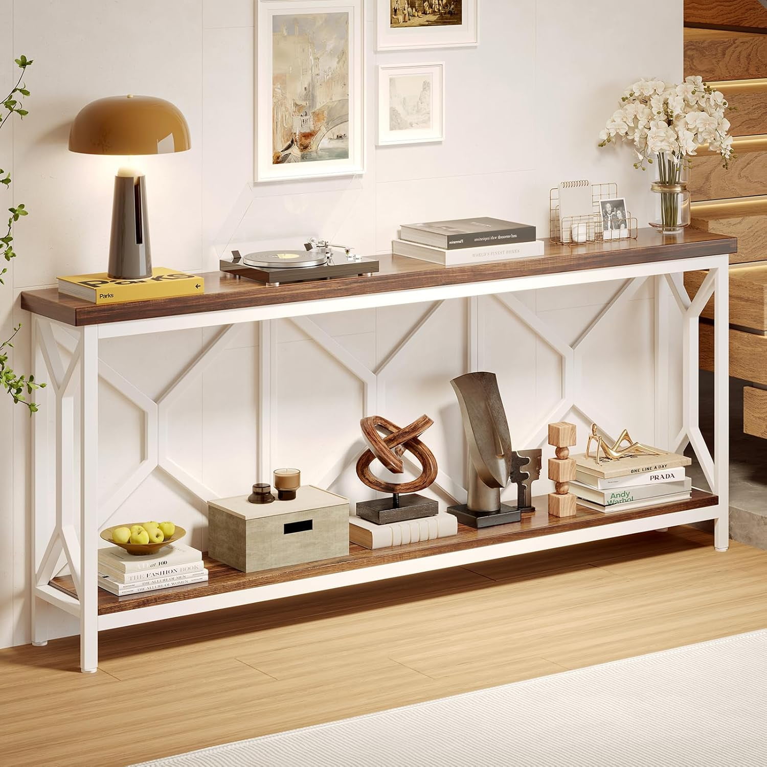 70.9" Extra Long Entryway Table, Narrow Wood Farmhouse Console Table ...