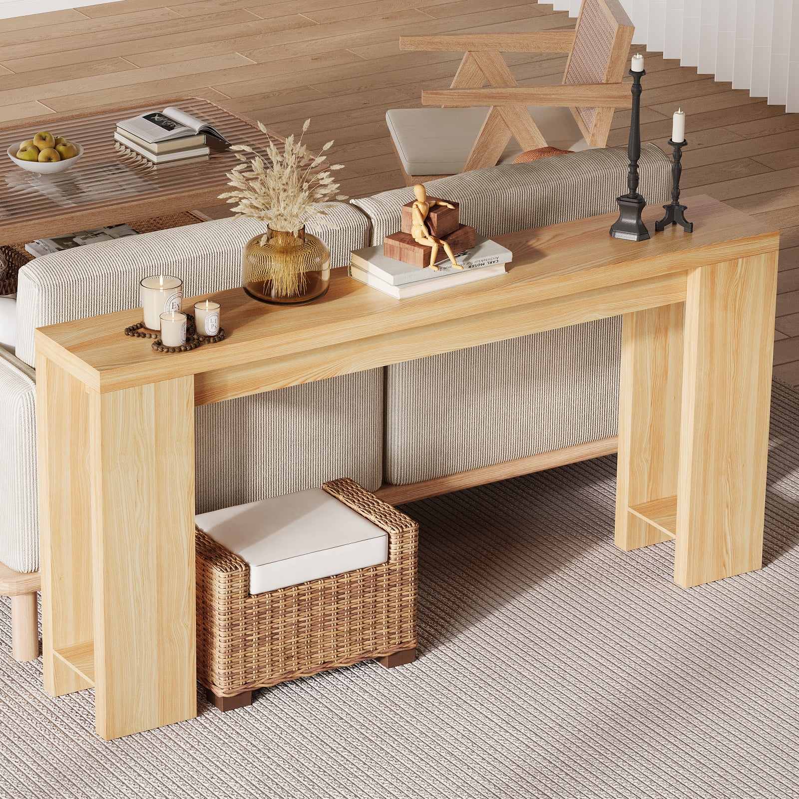 70.9" Farmhouse Narrow Console Table - Rustic Wooden Entryway Table for ...