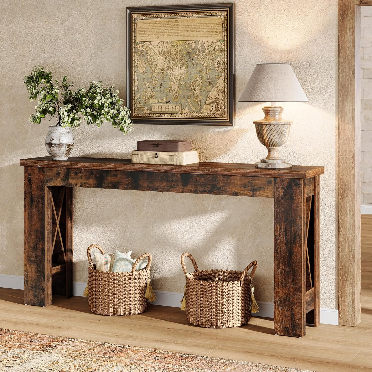 70.9" Farmhouse Narrow Long Entryway Table, Extra Long Console Table ...