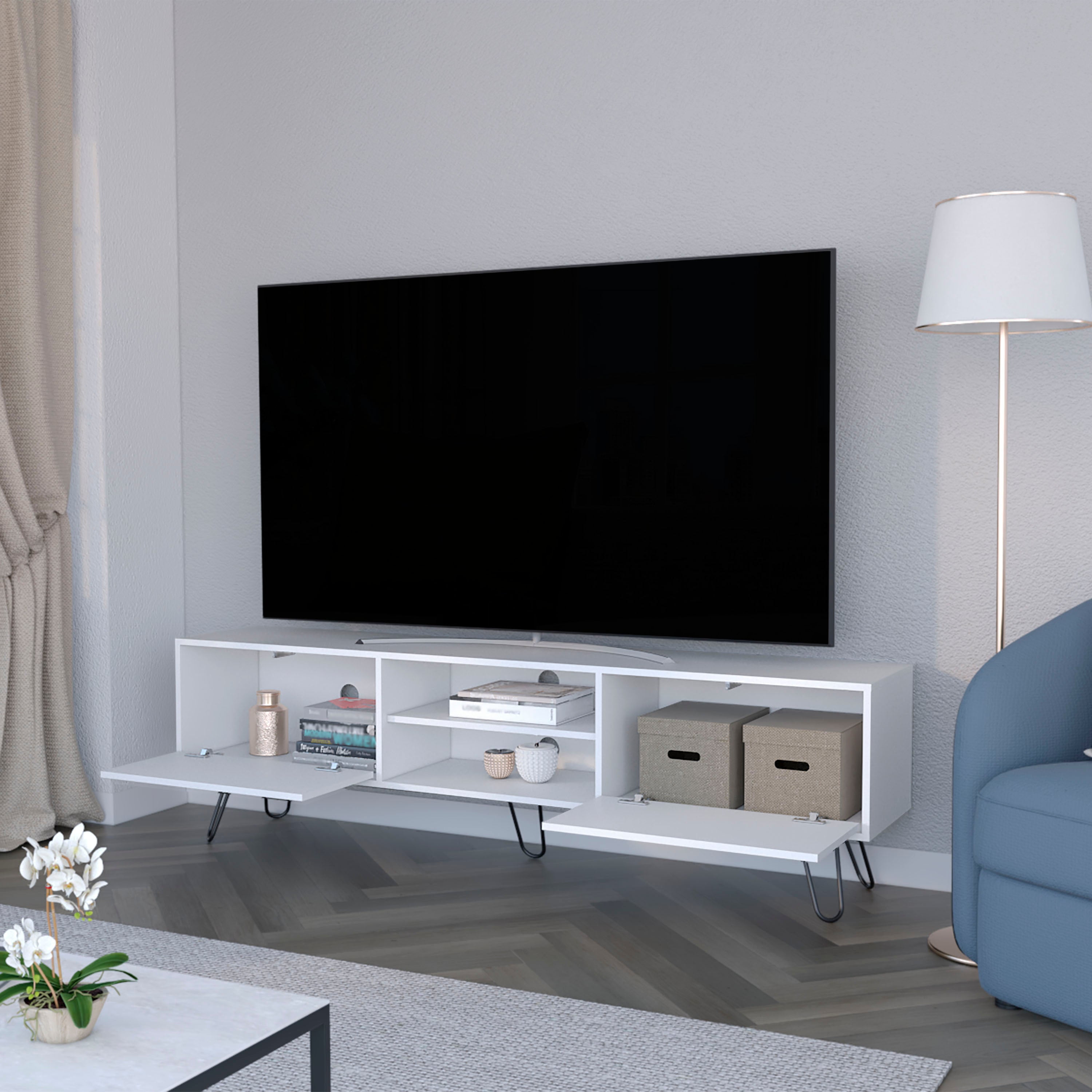 70.9" Hairpin Leg TV Rack – Modern Media Console - Walmart.com