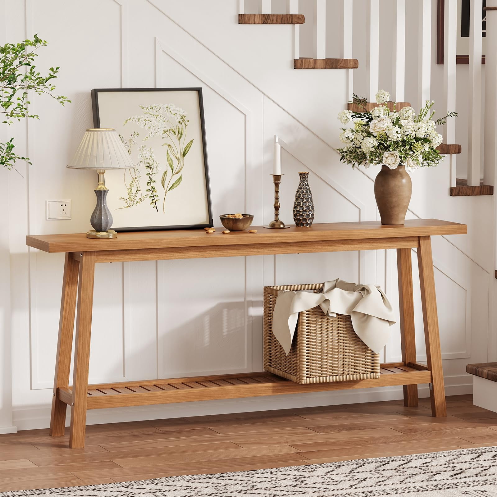 70.9 Inch Console Table for Entryway, Extra Long 2-Tier Narrow Sofa ...