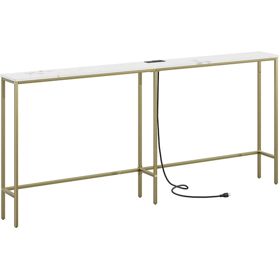 70.9 Inch Console Table with Power Outlet,Modern Narrow Long Sofa Table ...