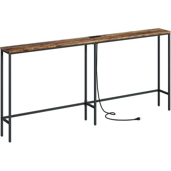 70.9 Inch Console Table with Power Outlet,Modern Narrow Long Sofa Table ...
