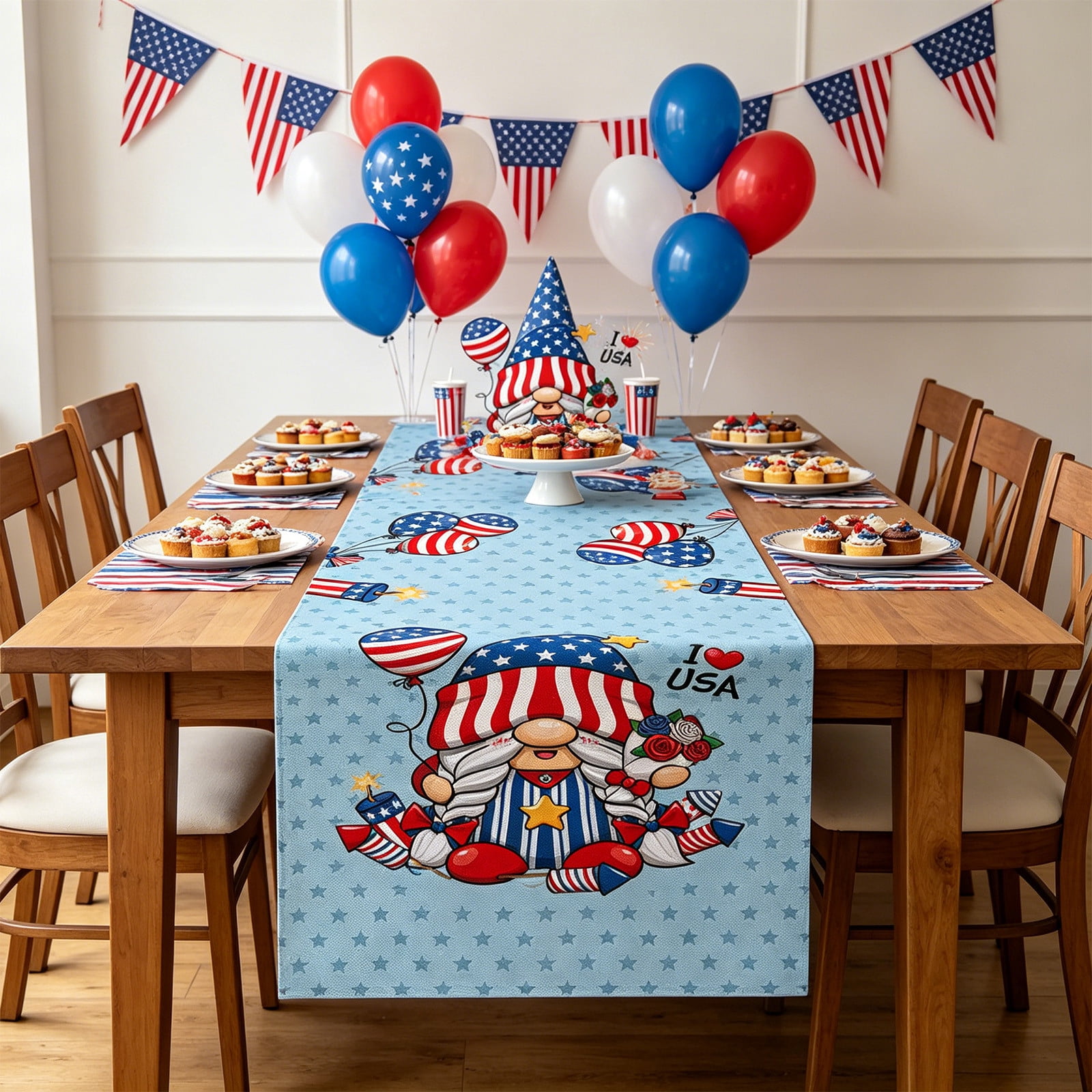70.9 Inches Independence Day Table Flag Patriotic Tablecloth Decoration ...