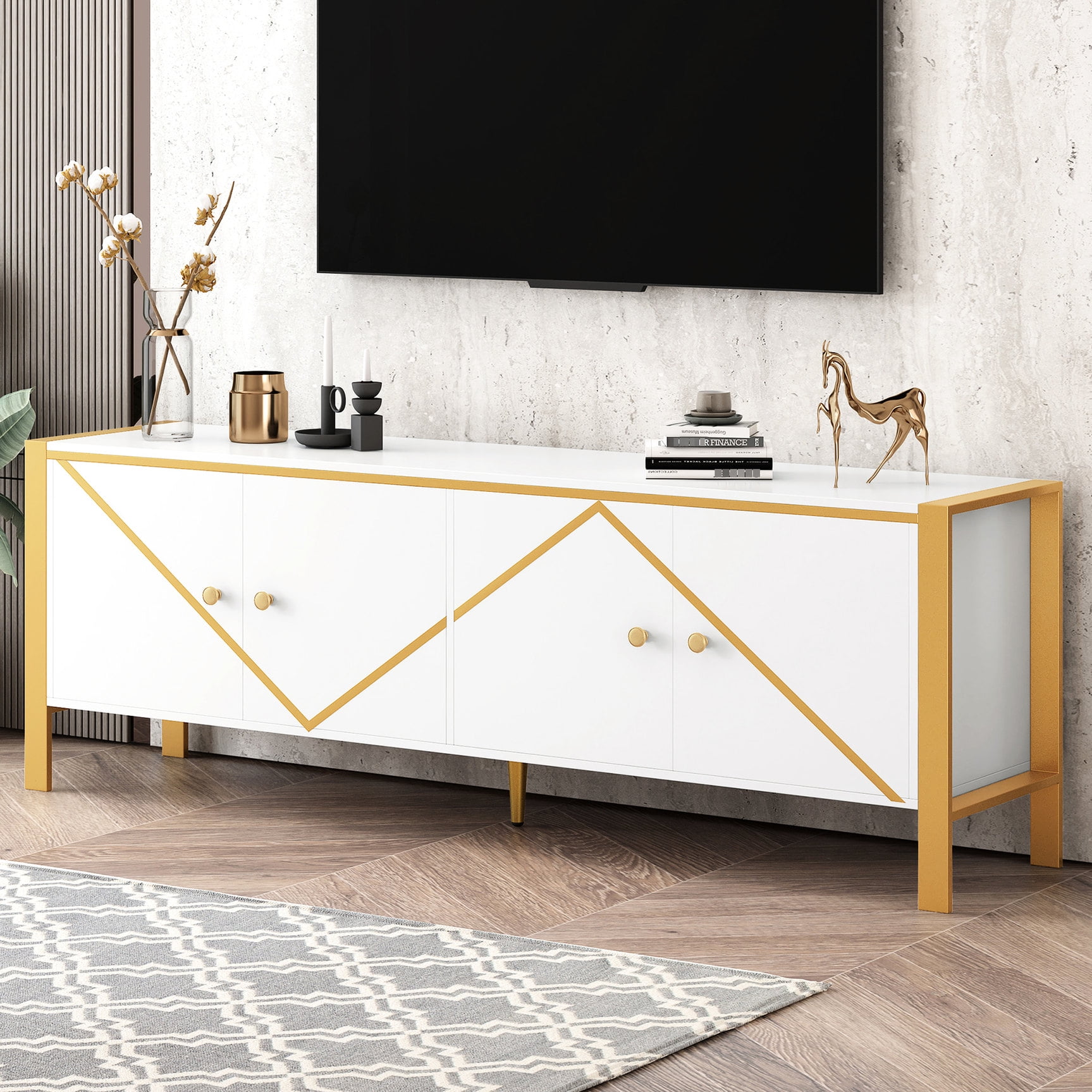 70.9'' Long - Golden Frame Design & Cable Management - Residential Use ...