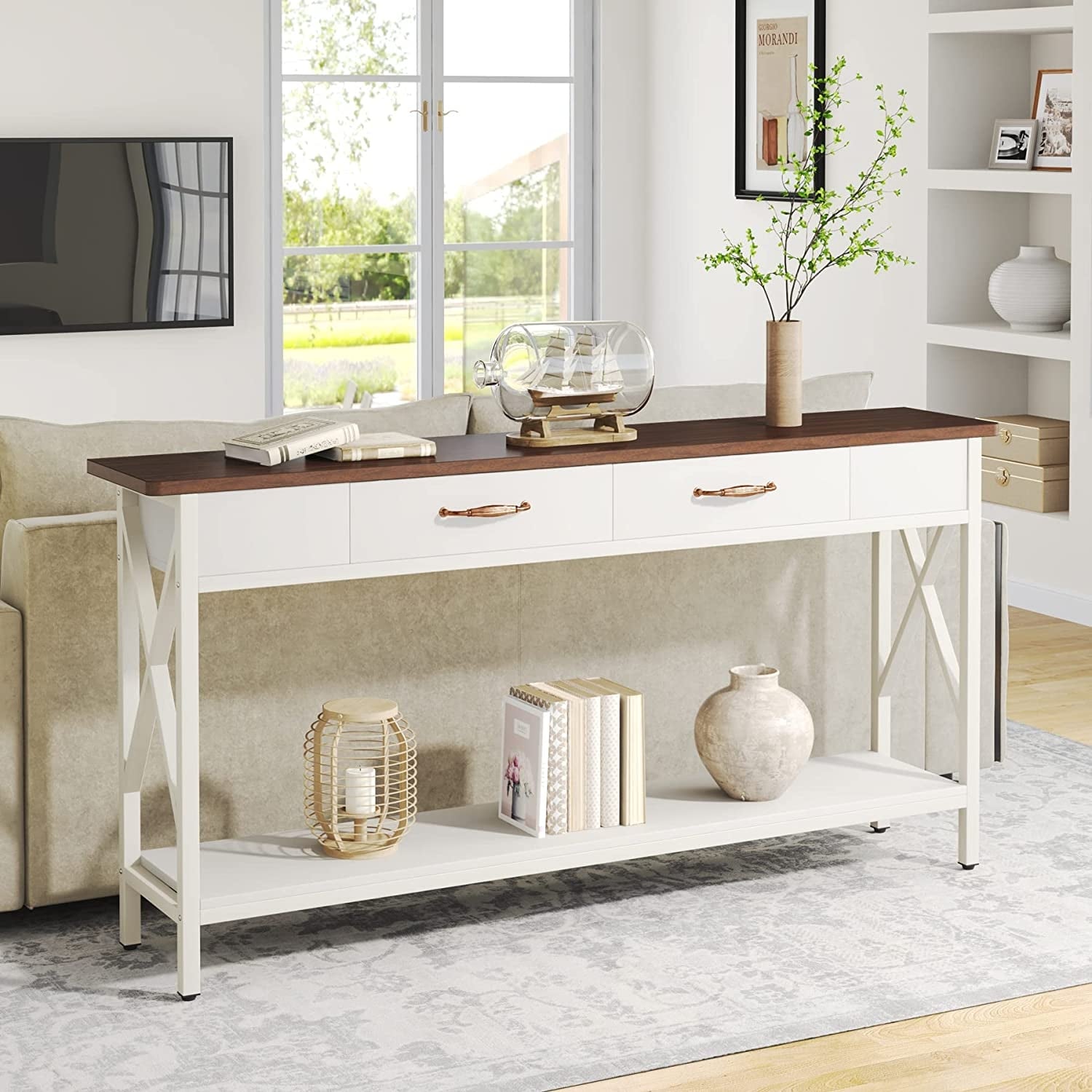 70.9 Long Sofa Console Table with 2 Drawers for Entryway Behind Couch ...