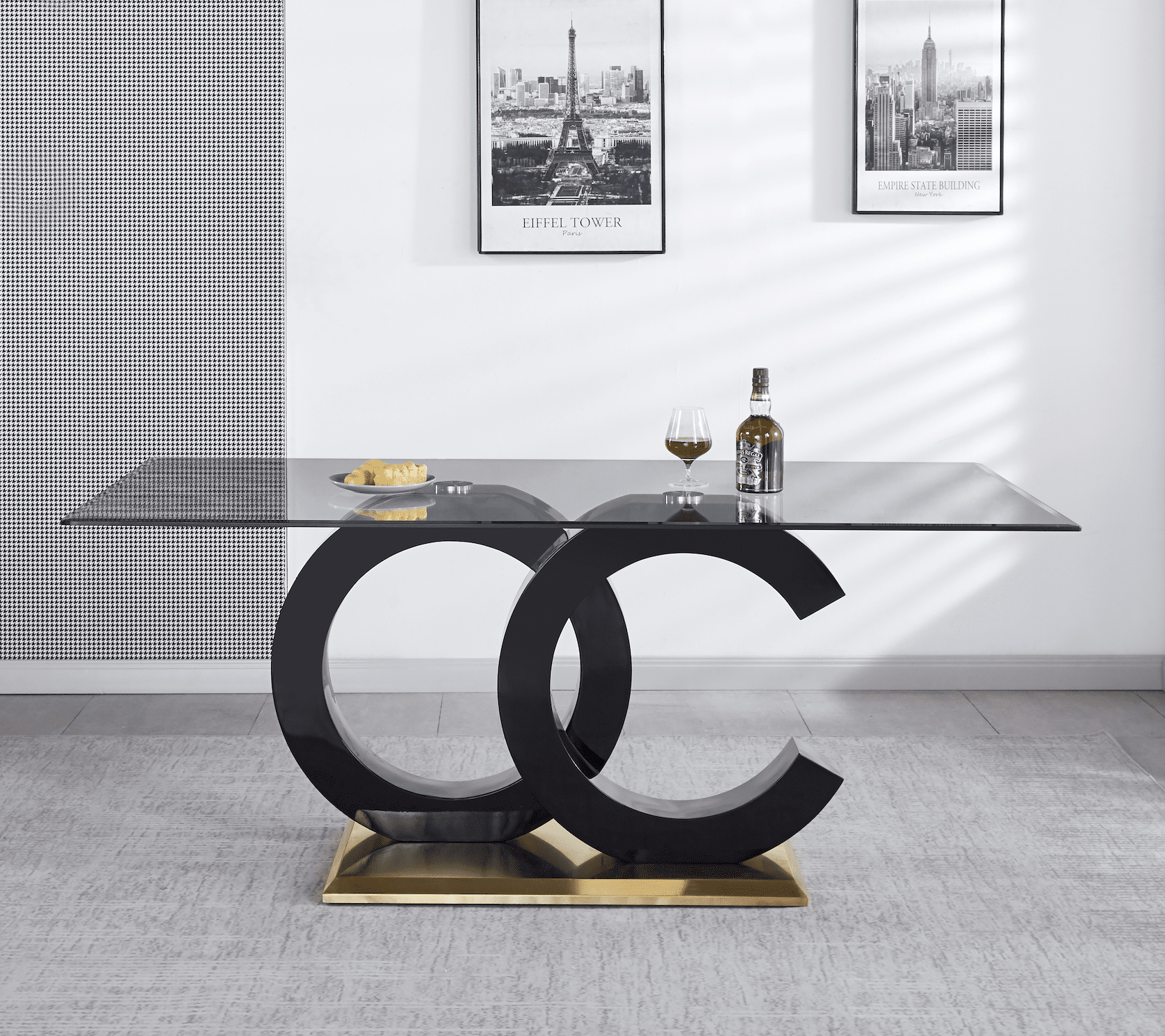 70.9" Rectangular Glass Dining Table for 4-6 with 0.39" Tempered Glass ...