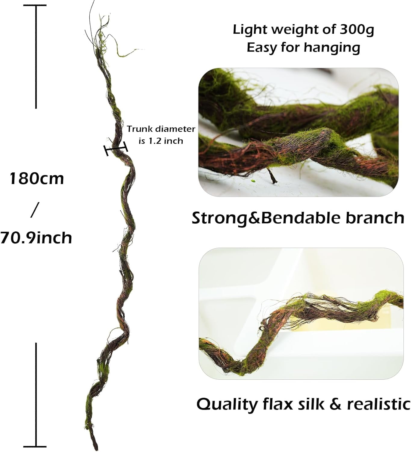 70.9Inch Fake Long Craft Tree Vines Artificial Tree Branches Trunk Ivy ...