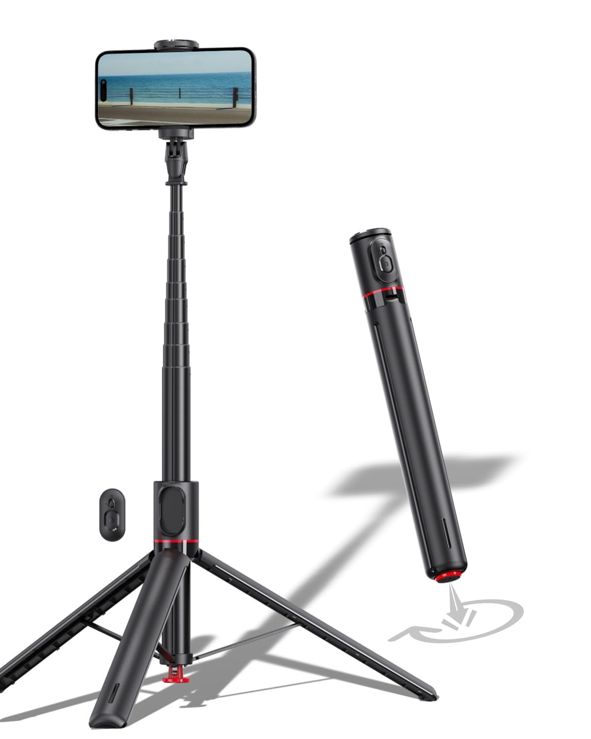 70" Automatic Pop-up Magnetic Selfie Stick, Auto-Open Tripod Stand with ...