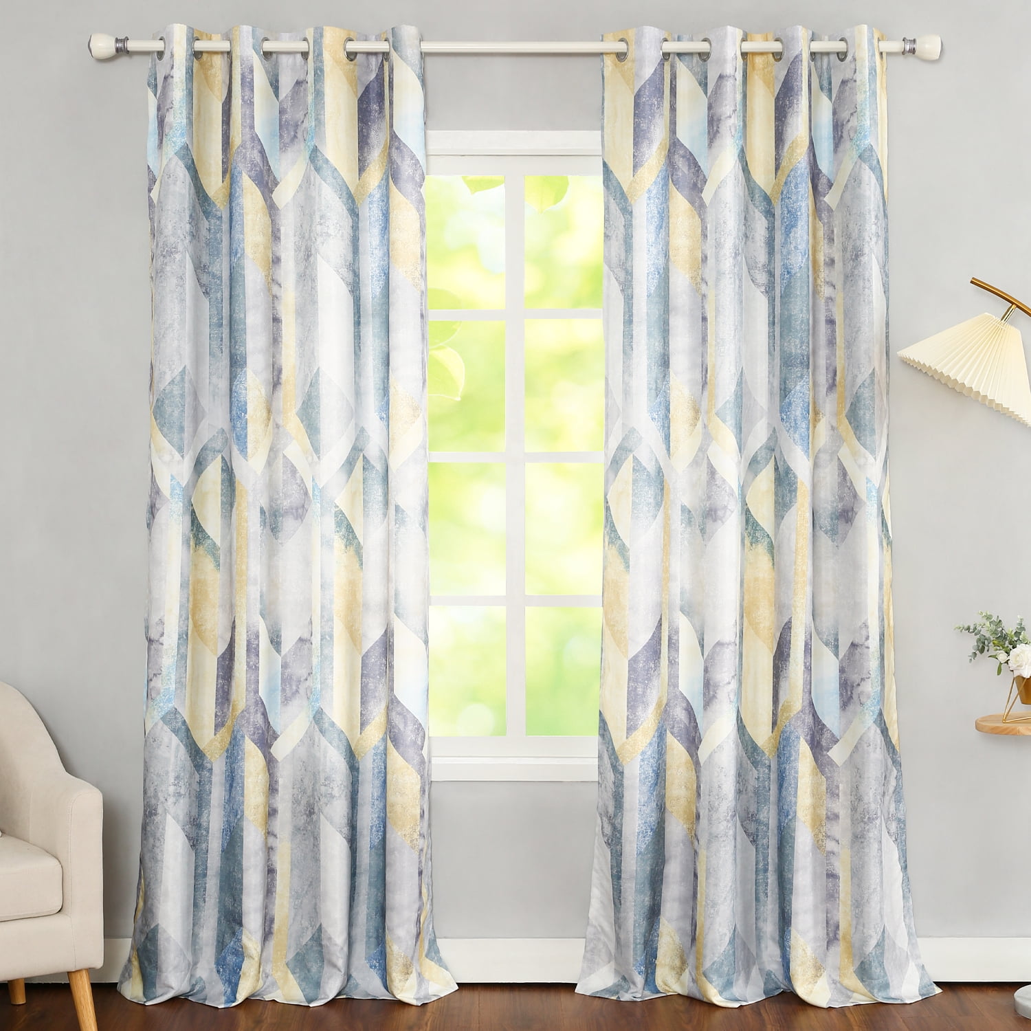 VOGOL 70% Blackout Curtains, Geometric Pattern Drapes for Kitchen ...