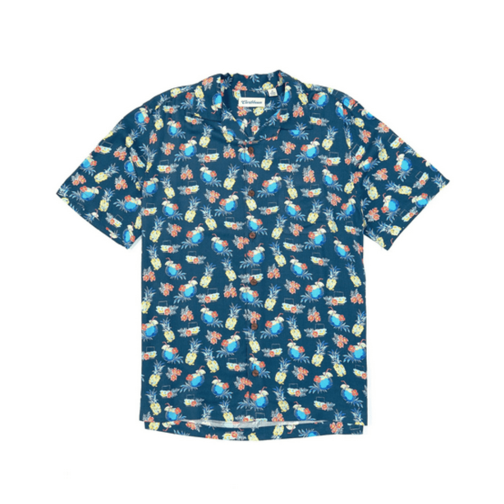 $70 Caribbean Big Tall Teal Short-Sleeve Woven Camp Shirt [XL ...