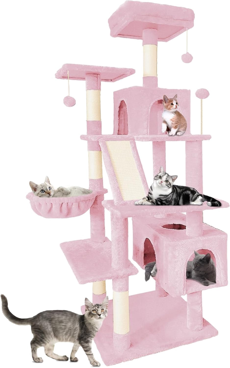70" Cat Tree Tower for Indoor Cats, Multi-Level Cat Tower Condo with ...