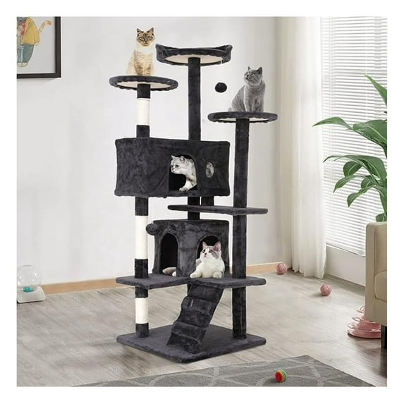70" Cat Tree with Scratching Posts, Multi-Level Tower Condo for Indoor ...