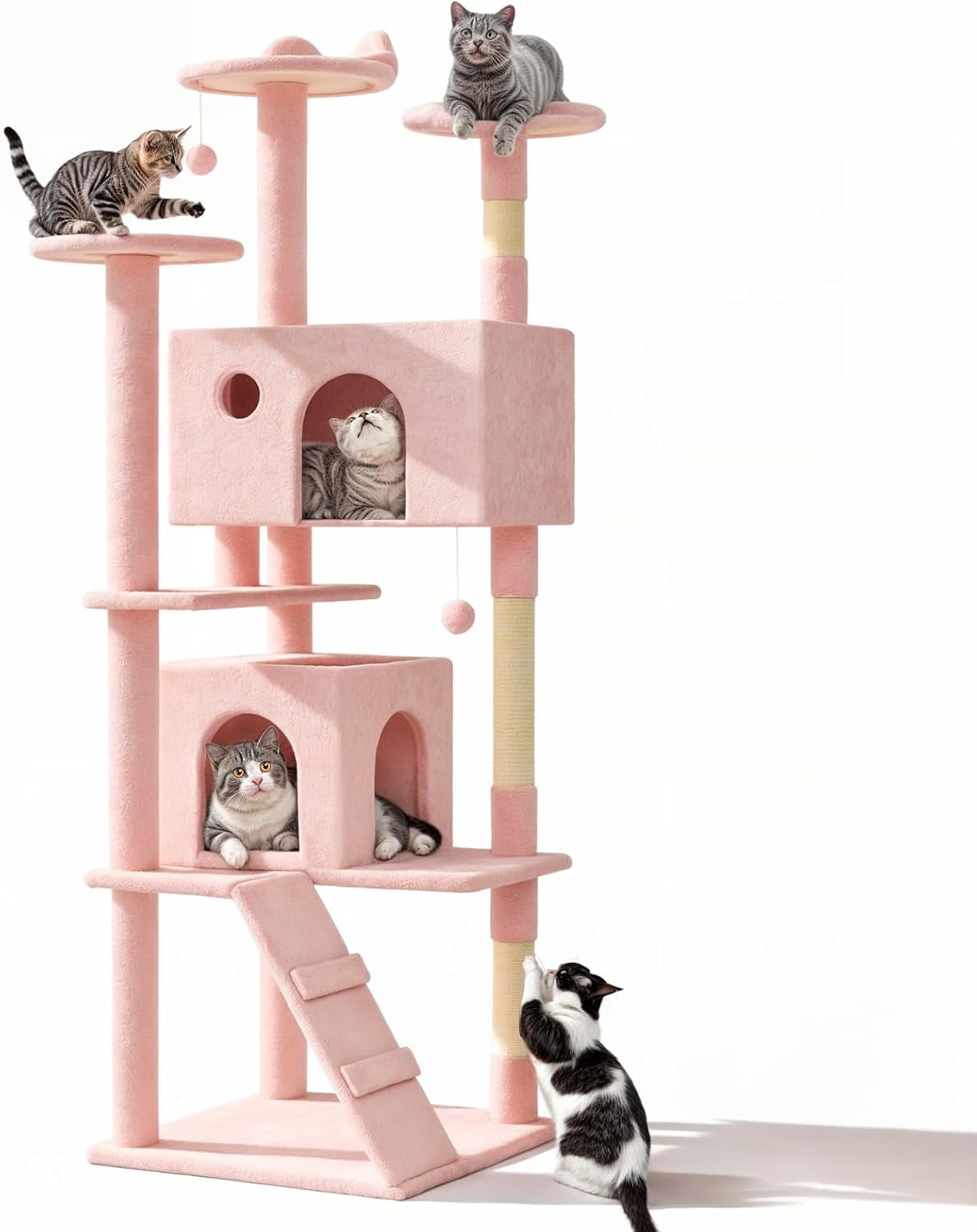70" Extra-Tall Cat Tower for Large Indoor Cats, Multi-Level Activity ...