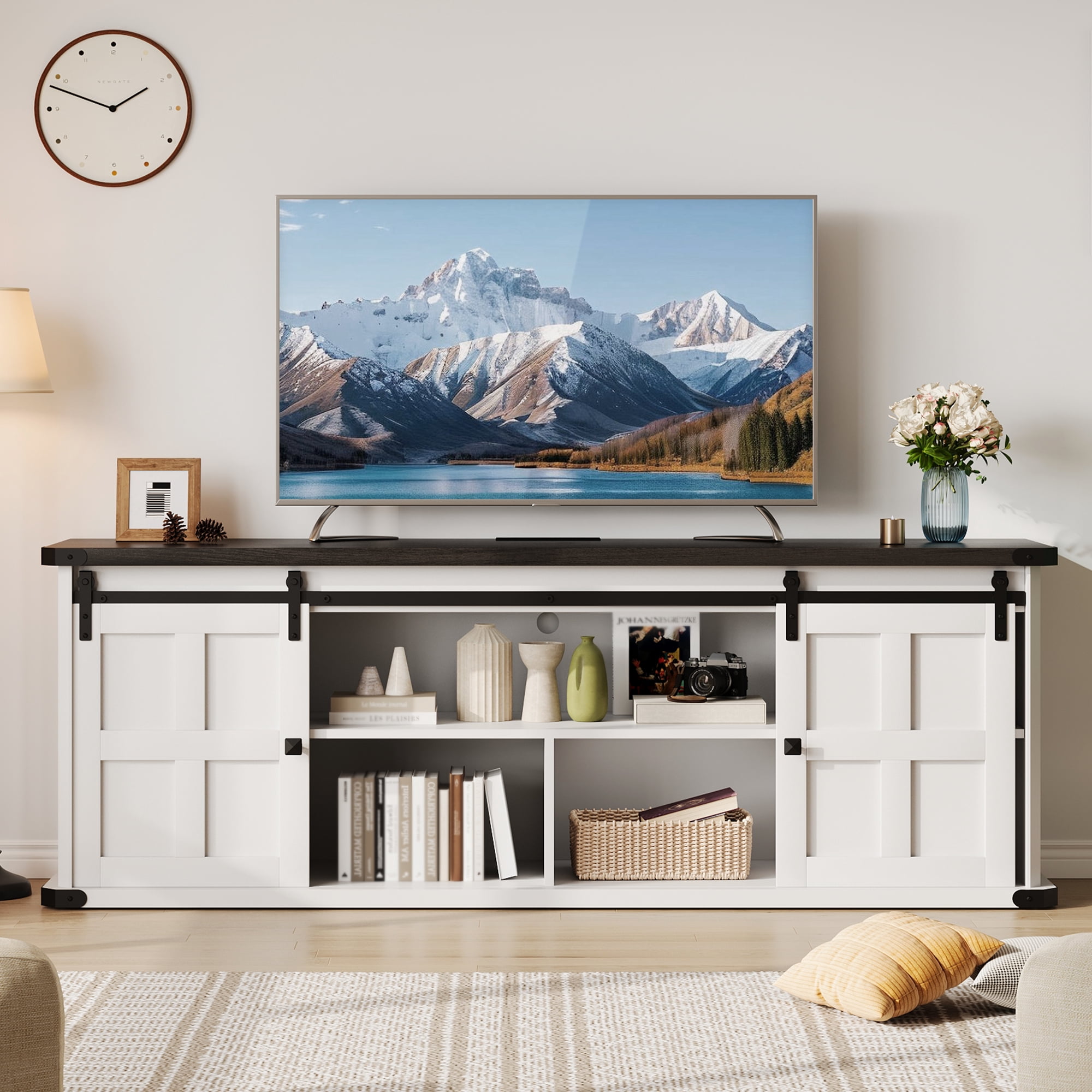 70" Farmhouse TV Stand for 80/75/70 Inch TVs,Entertainment Center ...